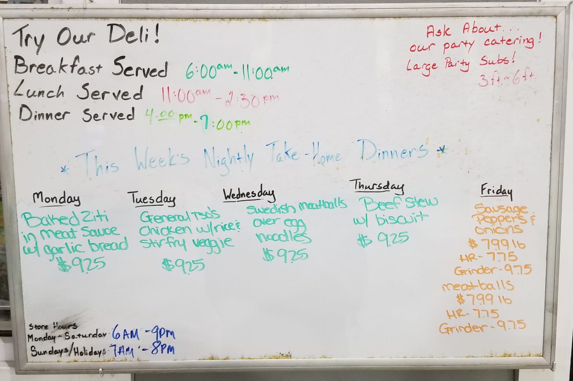 New Menu every Week – Bridgewater Plaza Convenience Store